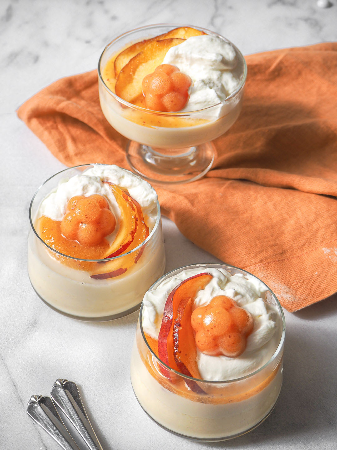 Peach Vanilla Bean Panna Cotta with Rum Whipped Cream - Whiskfully So