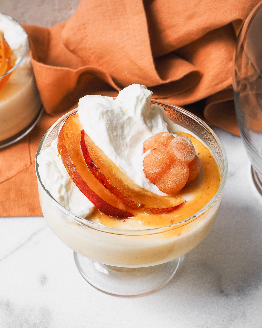 Peach Vanilla Bean Panna Cotta with Rum Whipped Cream - Whiskfully So